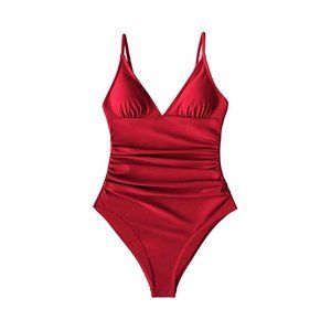 BOUTIQUE | Swim | New Red Womens One Piece Swimsuit Tummy Control V ...